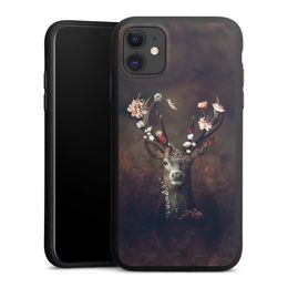 DeinDesign iPhone 11 Handy Premium Silikon H&uuml;lle Handyh&uuml;lle schwarz Case Reindeer Flowers Rehe Silikon Premium Case