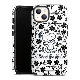 DeinDesign iPhone 13 Handy Panzer Handyh&uuml;lle robuste Outdoor H&uuml;lle Schutzh&uuml;lle gl&auml;nzend Peanuts Flowers Snoopy Tough Case
