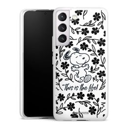 DeinDesign Galaxy S22 Handy Silikon H&uuml;lle Case transparent Handyh&uuml;lle Peanuts Flowers Snoopy Silikon Case