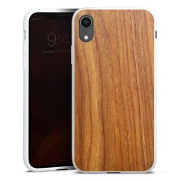DeinDesign iPhone Xr Handy Silikon H&uuml;lle Case wei&szlig; Handyh&uuml;lle Larch Wood Wooden Look Silikon Case