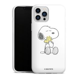 DeinDesign iPhone 13 Pro Max Handy Silikon H&uuml;lle Case wei&szlig; Handyh&uuml;lle Snoopy Love Peanuts Silikon Case