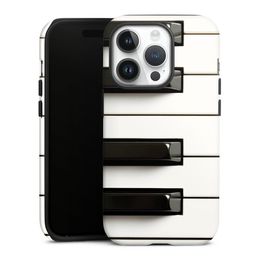 DeinDesign iPhone 14 Pro Handy Panzer Handyh&uuml;lle robuste Outdoor H&uuml;lle Schutzh&uuml;lle matt Klavier Music Piano Tough Case