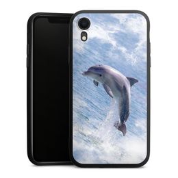 DeinDesign iPhone Xr Handy Premium Silikon H&uuml;lle Handyh&uuml;lle schwarz Case Wale Ocean Dolphin Silikon Premium Case