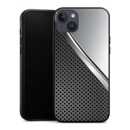 DeinDesign iPhone 14 Plus Handy Silikon H&uuml;lle Case schwarz Handyh&uuml;lle Steel Metall Carbon