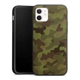 DeinDesign iPhone 12 Handy Premium Silikon H&uuml;lle Handyh&uuml;lle schwarz Case Camouflage Tarnmuster Army Silikon Premium Case