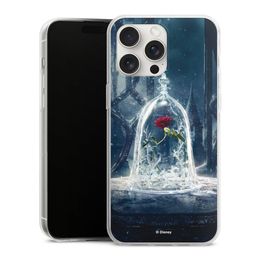 DeinDesign iPhone 15 Pro Max Handy Silikon H&uuml;lle Case transparent Handyh&uuml;lle Rose The Beauty And The Beast Disney Princess Silikon Case