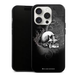 DeinDesign iPhone 15 Pro Handy Slim Case extra d&uuml;nn Silikon Handyh&uuml;lle schwarz H&uuml;lle Gothic Skull Skulls Silikon Slim Case