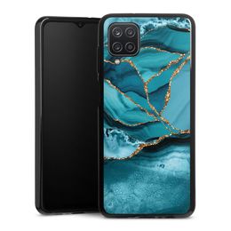 DeinDesign Galaxy A12 Handy Silikon H&uuml;lle Case schwarz Handyh&uuml;lle Glitzer Marble Gemstone