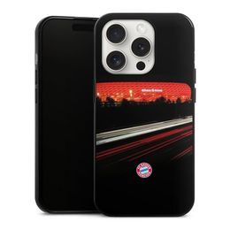 DeinDesign iPhone 15 Pro Handy Slim Case extra d&uuml;nn Silikon Handyh&uuml;lle schwarz H&uuml;lle Fcb Fc Bayern M&uuml;nchen Stadium Silikon Slim Case