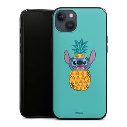 DeinDesign iPhone 14 Plus Handy Silikon H&uuml;lle Case schwarz Handyh&uuml;lle Disney Lilo & Stitch Pineapple