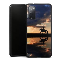 DeinDesign Galaxy S20 FE 5G Handy Silikon H&uuml;lle Case schwarz Handyh&uuml;lle Sunset Horse Horseback Riding