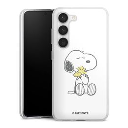 DeinDesign Galaxy S23 Handy Silikon H&uuml;lle Case transparent Handyh&uuml;lle Snoopy Love Peanuts Silikon Case