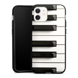 DeinDesign iPhone 12 Handy Silikon H&uuml;lle Case schwarz Handyh&uuml;lle Klavier Music Piano