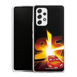 DeinDesign Galaxy A53 5G Handy Silikon H&uuml;lle Case wei&szlig; Handyh&uuml;lle Cars Lightning Mcqueen 95 Official Licensed Product Silikon Case