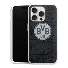 DeinDesign iPhone 15 Pro Handy Silikon H&uuml;lle Case wei&szlig; Handyh&uuml;lle Jersey Borussia Dortmund Bvb Silikon Case