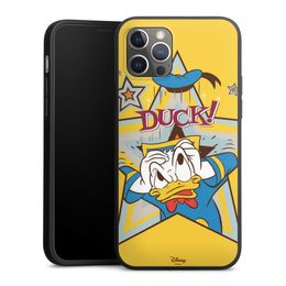 DeinDesign iPhone 12 Pro Handy Premium Silikon H&uuml;lle Handyh&uuml;lle schwarz Case Donald Duck Disney Official Licensed Product Silikon Premium Case