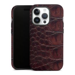 DeinDesign iPhone 14 Pro Handy Panzer Handyh&uuml;lle robuste Outdoor H&uuml;lle Schutzh&uuml;lle matt Leather Crocodile Animal Print Tough Case