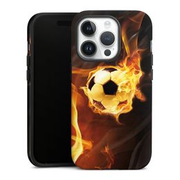 DeinDesign iPhone 14 Pro Handy Panzer Handyh&uuml;lle robuste Outdoor H&uuml;lle Schutzh&uuml;lle matt Soccer Ball Fire Tough Case