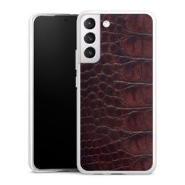 DeinDesign Galaxy S22+ Handy Silikon H&uuml;lle Case transparent Handyh&uuml;lle Leather Crocodile Animal Print Silikon Case