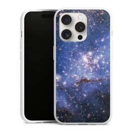 DeinDesign iPhone 15 Pro Handy Silikon H&uuml;lle Case wei&szlig; Handyh&uuml;lle Weltraum Galaxy Weltall Silikon Case