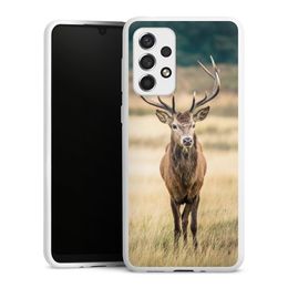 DeinDesign Galaxy A33 5G Handy Silikon H&uuml;lle Case wei&szlig; Handyh&uuml;lle Forrest Meadow Deer Silikon Case