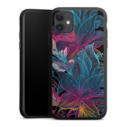 DeinDesign iPhone 11 Handy Premium Silikon H&uuml;lle Handyh&uuml;lle schwarz Case Neon Colourful Flowers Silikon Premium Case