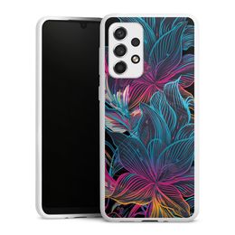 DeinDesign Galaxy A33 5G Handy Silikon H&uuml;lle Case wei&szlig; Handyh&uuml;lle Colourful Neon Flowers Silikon Case
