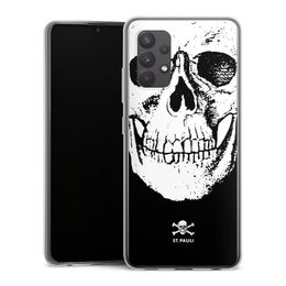 DeinDesign Galaxy A32 4G Handy Silikon H&uuml;lle Case transparent Handyh&uuml;lle Totenkopf Fc St. Pauli Official Licensed Product Silikon Case