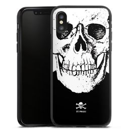 DeinDesign iPhone X Handy Silikon H&uuml;lle Case schwarz Handyh&uuml;lle Totenkopf Fc St. Pauli Official Licensed Product