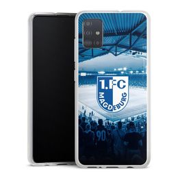 DeinDesign Galaxy A51 Handy Silikon H&uuml;lle Case transparent Handyh&uuml;lle Stadium 1. Fcm 1. Fc Magdeburg Silikon Case