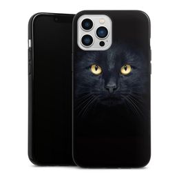 DeinDesign iPhone 13 Pro Max Handy Silikon H&uuml;lle Case schwarz Handyh&uuml;lle Eye Cat Black