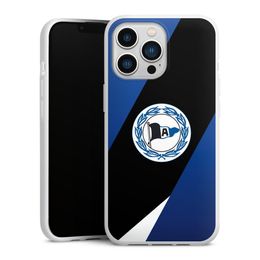 DeinDesign iPhone 13 Pro Handy Silikon H&uuml;lle Case wei&szlig; Handyh&uuml;lle Official Licensed Product Dsc Arminia Bielefeld Silikon Case