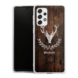 DeinDesign Galaxy A33 5G Handy Silikon H&uuml;lle Case transparent Handyh&uuml;lle Wood Deer Wooden Look Silikon Case