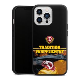 DeinDesign iPhone 13 Pro Handy Premium Silikon H&uuml;lle Handyh&uuml;lle schwarz Case Sgd Sg Dynamo Dresden Merchandise Silikon Premium Case