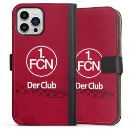 DeinDesign iPhone 13 Pro Max Handy Klapph&uuml;lle Handyh&uuml;lle aus Kunst Leder schwarz Flip Case Official Licensed Product 1. Fc N&uuml;rnberg Bundesliga Sideflip mit 