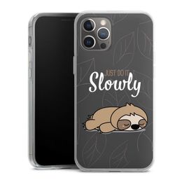 DeinDesign iPhone 12 Pro Max Handy Silikon H&uuml;lle Case transparent Handyh&uuml;lle Sloth Lazy Sunday Sayings Silikon Case