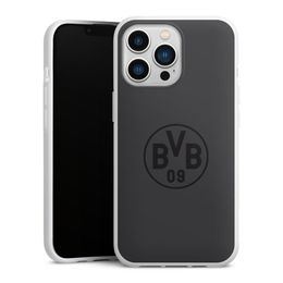 DeinDesign iPhone 13 Pro Handy Silikon H&uuml;lle Case wei&szlig; Handyh&uuml;lle Bvb Borussia Dortmund Logo Silikon Case