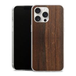 DeinDesign iPhone 15 Pro Max Handy Silikon H&uuml;lle Case transparent Handyh&uuml;lle Wood Nut Tree Wooden Look Silikon Case