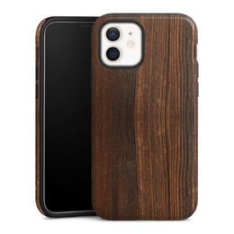 DeinDesign iPhone 12 mini Handy Panzer Handyh&uuml;lle robuste Outdoor H&uuml;lle Schutzh&uuml;lle gl&auml;nzend Wood Nut Tree Wooden Look Tough Case