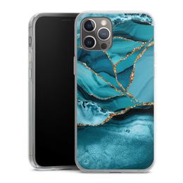 DeinDesign iPhone 12 Pro Max Handy Silikon H&uuml;lle Case transparent Handyh&uuml;lle Marble Gemstone Glitzer Silikon Case