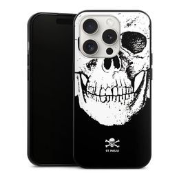 DeinDesign iPhone 15 Pro Handy Slim Case extra d&uuml;nn Silikon Handyh&uuml;lle schwarz H&uuml;lle Totenkopf Fc St. Pauli Official Licensed Product Silikon Slim Case
