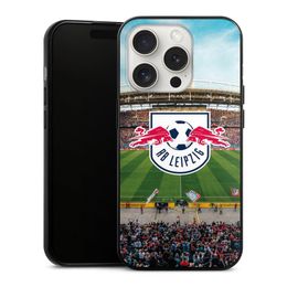 DeinDesign iPhone 15 Pro Handy Slim Case extra d&uuml;nn Silikon Handyh&uuml;lle schwarz H&uuml;lle Stadium Rb Leipzig Official Licensed Product Silikon Slim Case