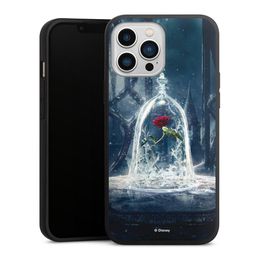 DeinDesign iPhone 13 Pro Max Handy Premium Silikon H&uuml;lle Handyh&uuml;lle schwarz Case Rose The Beauty And The Beast Disney Princess Silikon Premium Case