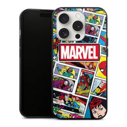 DeinDesign iPhone 15 Pro Handy Slim Case extra d&uuml;nn Silikon Handyh&uuml;lle schwarz H&uuml;lle Muster Comic Marvel Silikon Slim Case
