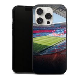 DeinDesign iPhone 15 Pro Handy Slim Case extra d&uuml;nn Silikon Handyh&uuml;lle schwarz H&uuml;lle Fcb Fc Bayern M&uuml;nchen Stadium Silikon Slim Case