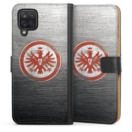 DeinDesign Galaxy A12 Handy Klapph&uuml;lle Handyh&uuml;lle aus Kunst Leder schwarz Flip Case Sge Eintracht Frankfurt Logo Sideflip mit langer Lasche