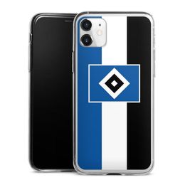 DeinDesign iPhone 11 Handy Slim Case Silikon Handyh&uuml;lle transparent H&uuml;lle extra d&uuml;nn Stripes Hamburger Sv Hsv Silikon Slim Case