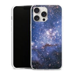 DeinDesign iPhone 15 Pro Max Handy Silikon H&uuml;lle Case wei&szlig; Handyh&uuml;lle Galaxy Weltall Weltraum Silikon Case