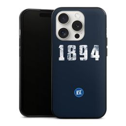 DeinDesign iPhone 15 Pro Handy Slim Case extra d&uuml;nn Silikon Handyh&uuml;lle schwarz H&uuml;lle Karlsruher Sc Ksc Bundesliga Silikon Slim Case