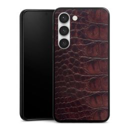 DeinDesign Galaxy S23 Handy Silikon H&uuml;lle Case schwarz Handyh&uuml;lle Leather Crocodile Animal Print